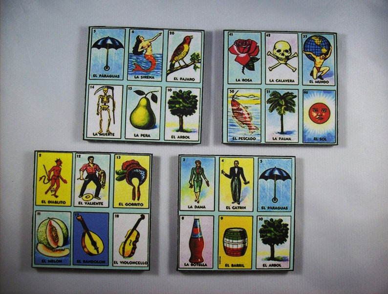 Loteria Coasters Retro Spanish Mexico Pop Culture Folk Art - Etsy
