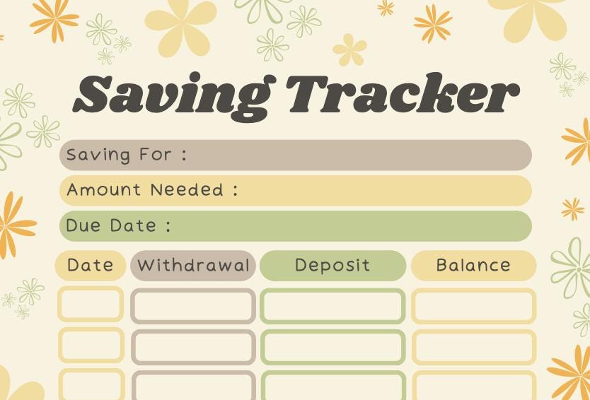 Savings Tracker Printable | Cute One-page Budget Tracker | Instant ...