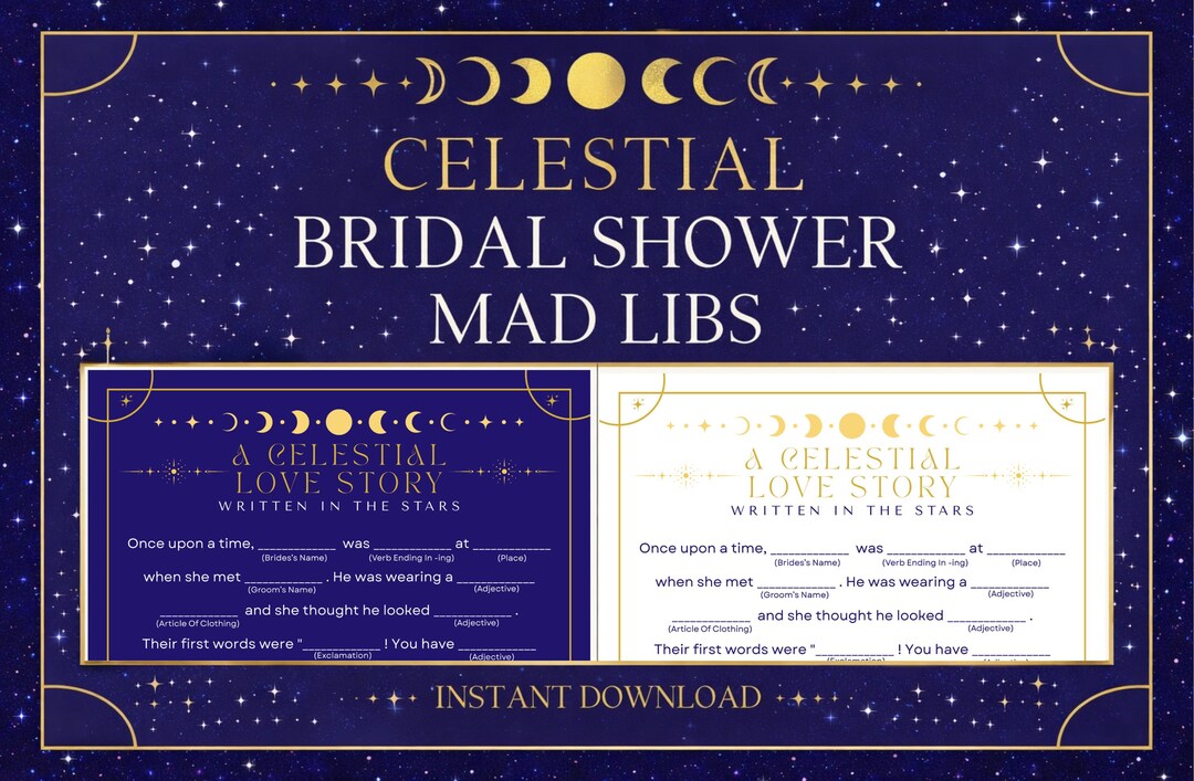 Celestial Bridal Shower Mad Libs Game | Written in the Stars (PDF ...