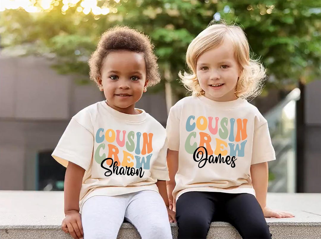 Personalized Groovy Cousin Crew Kids Shirt, Retro Custom Matching Cousins Shirts, Big Cousin ...