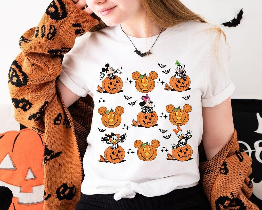 Mickey and Friends Skeleton Pumpkin Disney Halloween Shirt - Etsy
