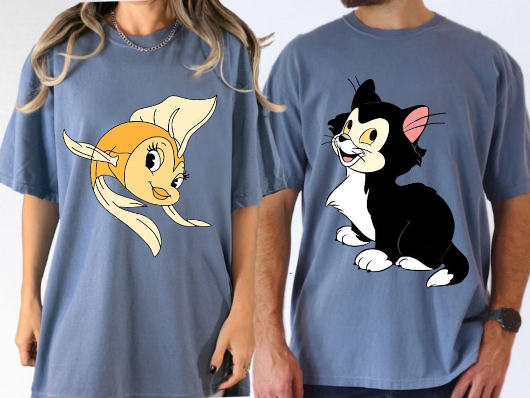 Cleo Fish and Figaro Cat Matching Couple Tees | Comfort Colors Disney ...