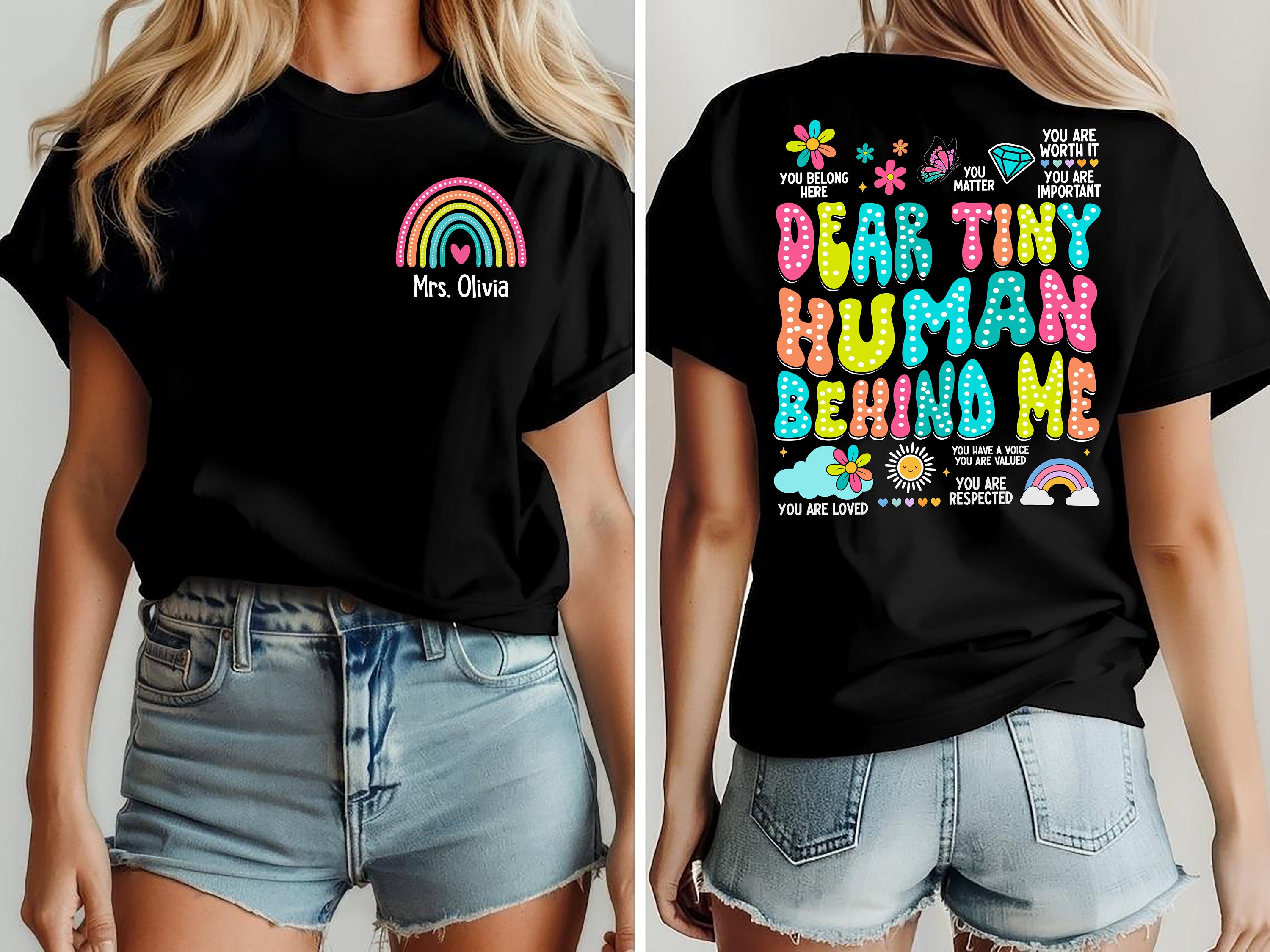 Custom Teacher Shirt, Dear Tiny Human Behind Me Shirt, Back to School ...