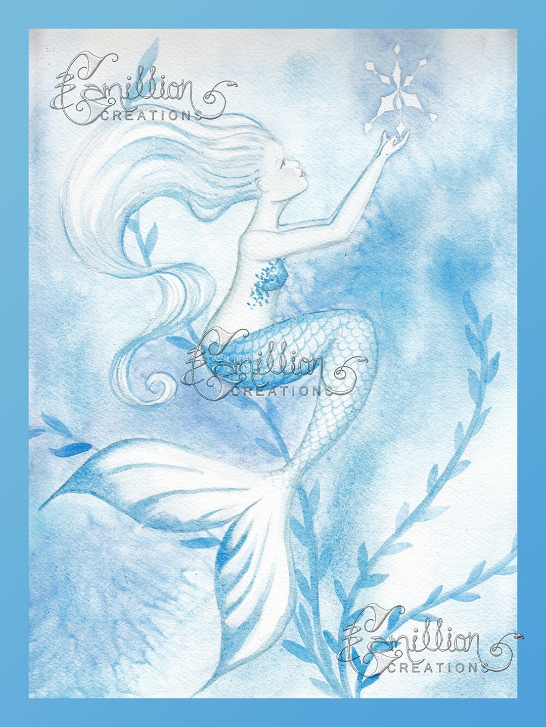 Snow Mermaid Original Watercolor Painting by Camille Grimshaw - Etsy