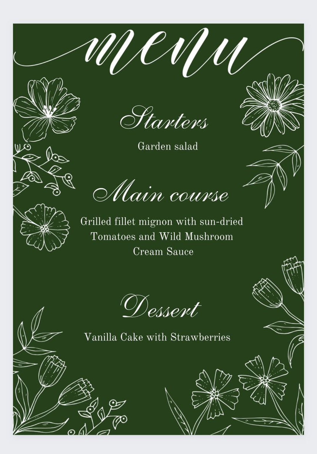 Floral Menu Template - Etsy
