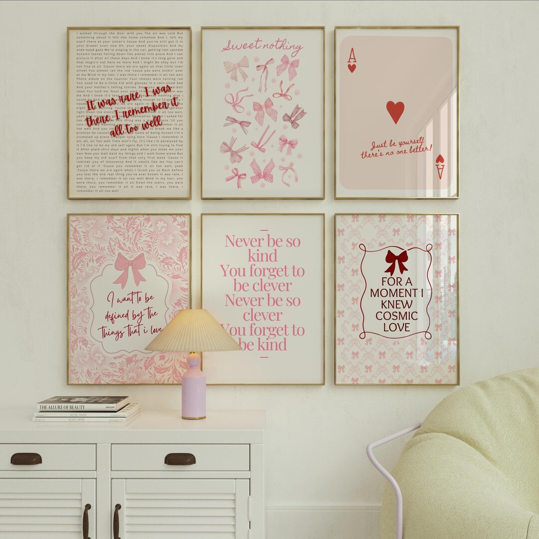 Taylor Inspired Pink Poster Set OF 6 –girly Dorm Art, Favorite Song ...