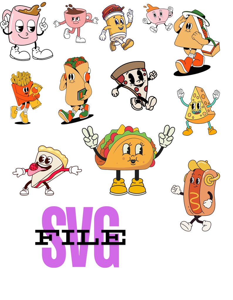 Retro Bundle Cartoon Characters SVG File ,clipart for Cricut ,cute ...