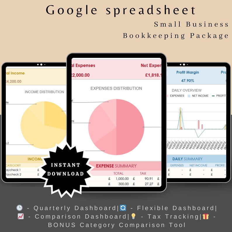 Ultimate Small Business Bookkeeping Package 5-year Dashboard, Tax ...