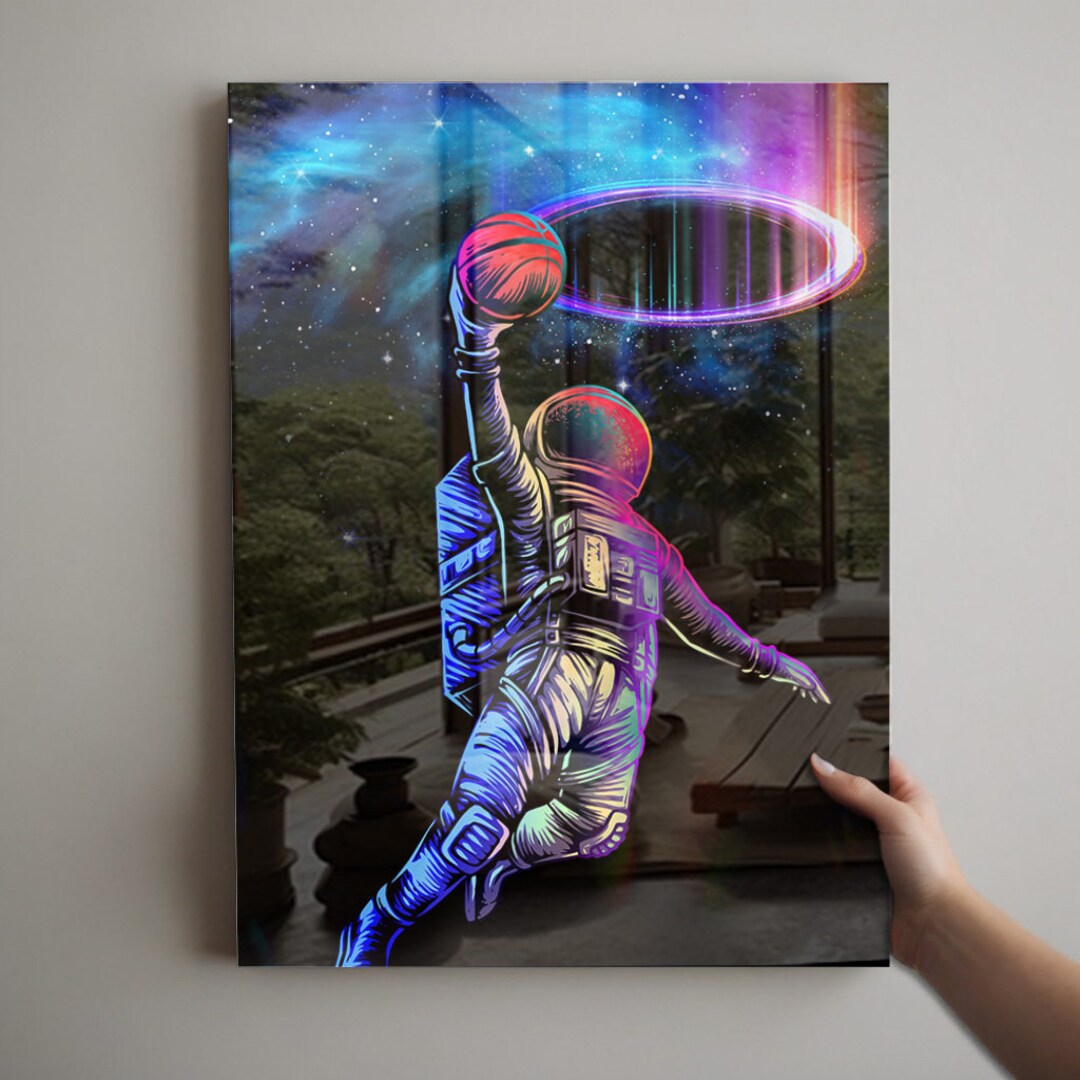 Basketball Glass Art Glass Printing Wall Art Glass Wall Art Home ...