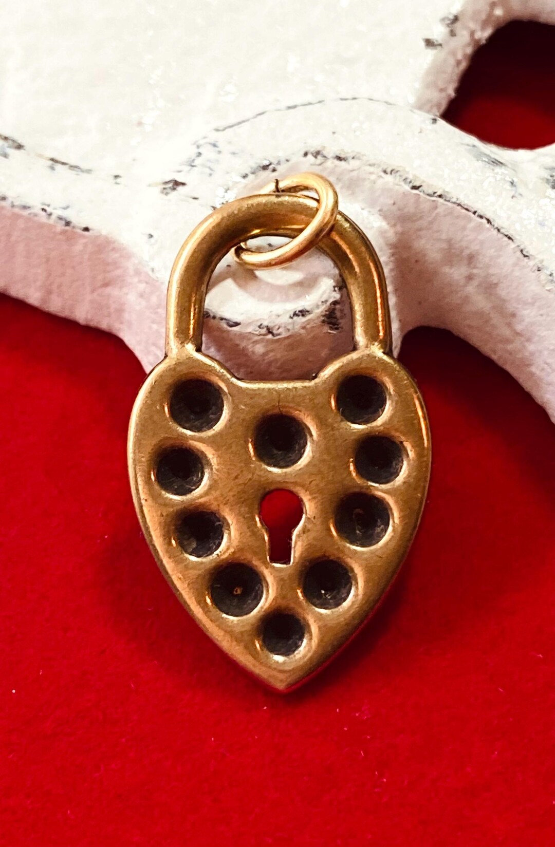 Vintage Brass Heart Lock Charm, Gold Heart Pendant, Gift for Her, for ...