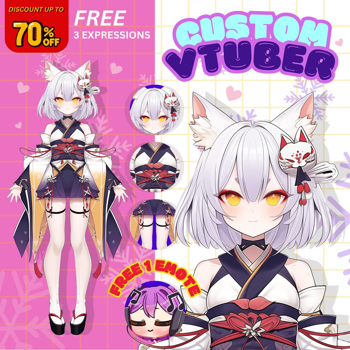 LIVE2D Vtuber Custom Vtuber Avatar Model for Commercial Use Rigging ...