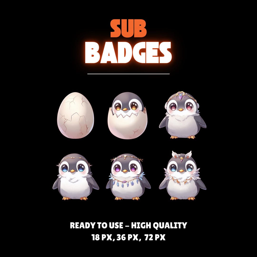 Penguin Evolution Sub Badges Set, Sub Badges, Twitch Sub Badges, Bit ...