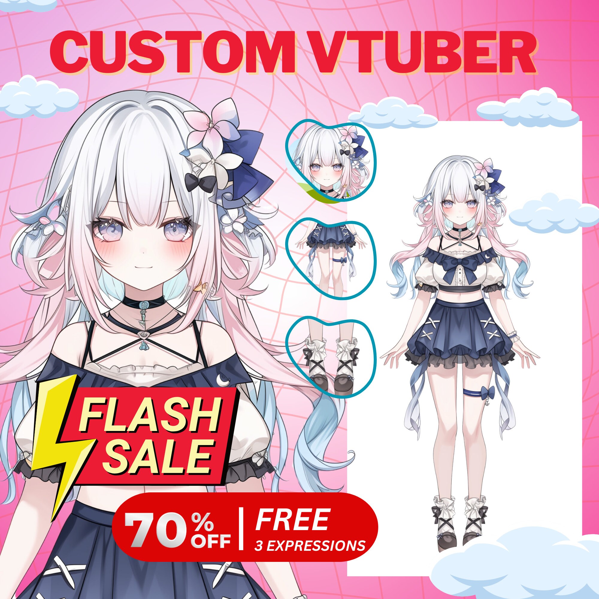 CUSTOM VTUBER MODEL for Commercial Use, Anime, Vtuber Character, Vtuber ...