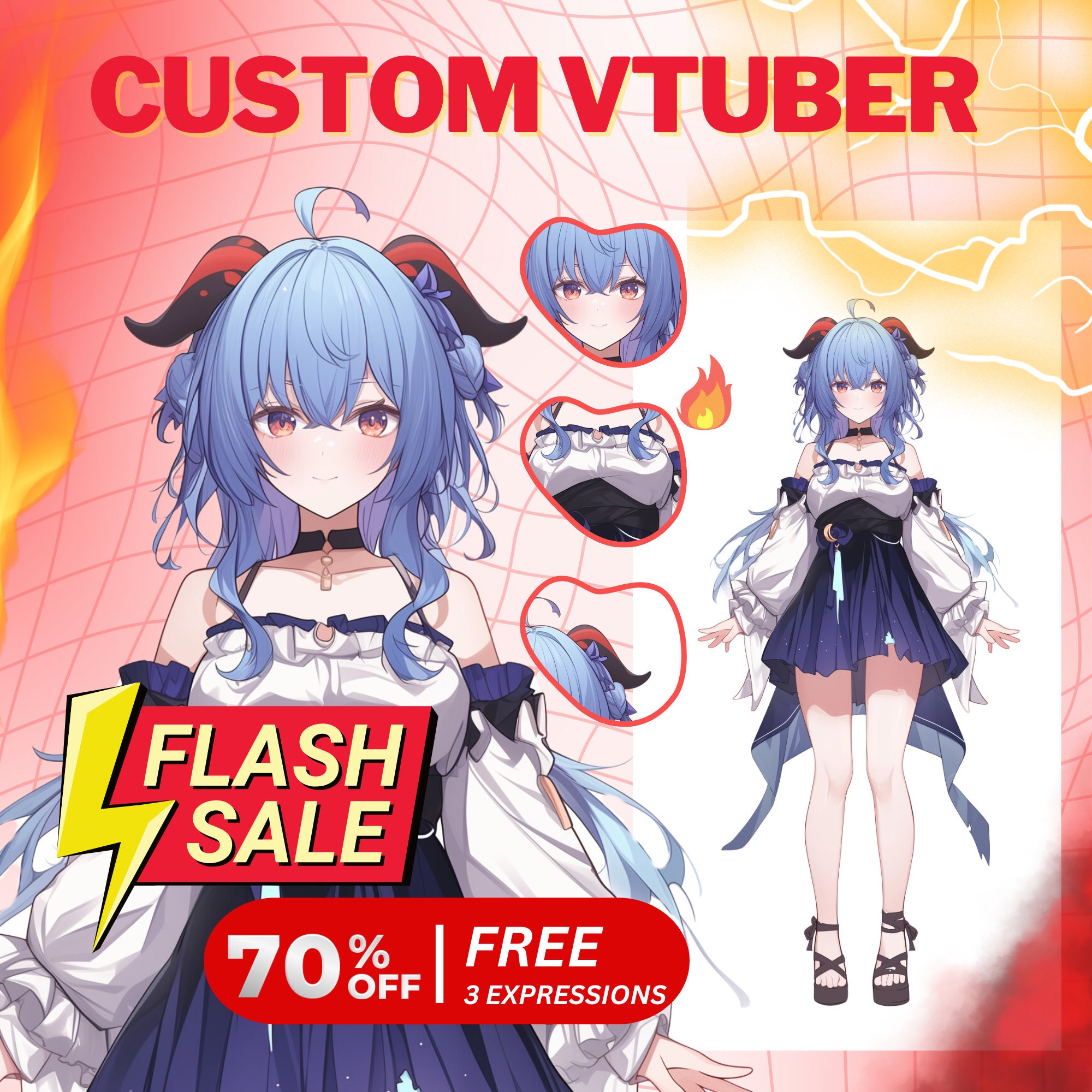 CUSTOM VTUBER MODEL for Commercial Use, Anime, Vtuber Character, Vtuber ...