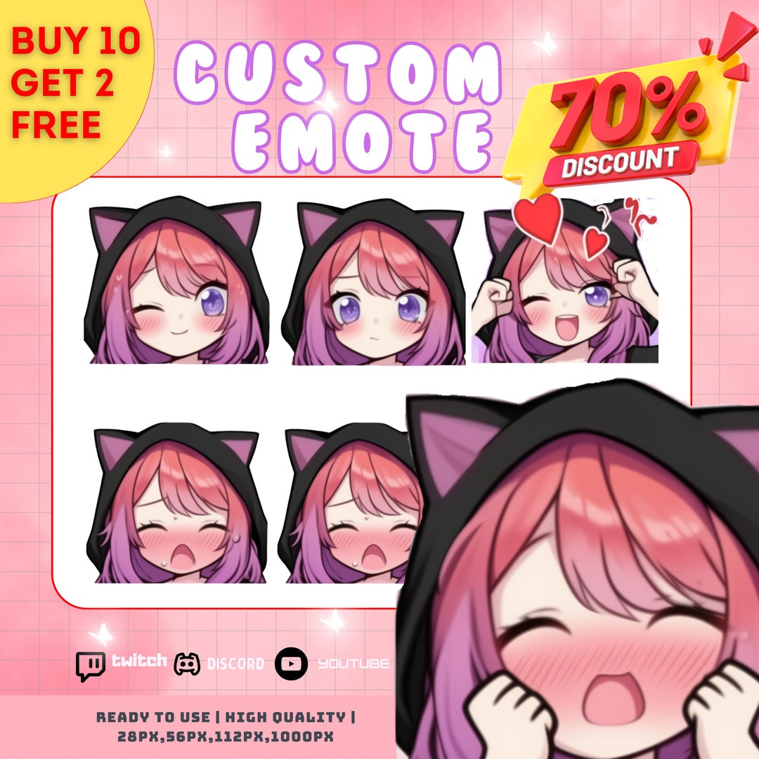 Custom Twitch Emotes or Kick Emote, Vtuber Emote, Sub Emotes, Chibi ...