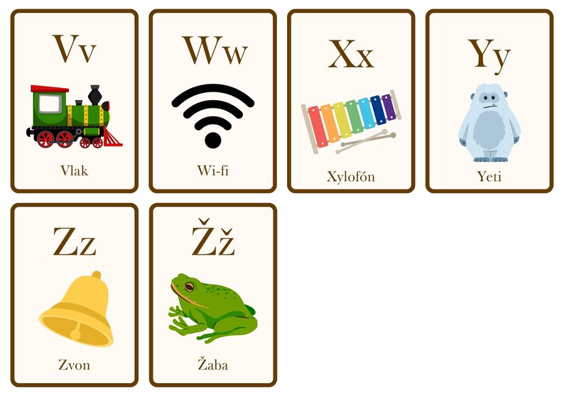 Slovak Alphabet Flash Cards, Slovenska Abeceda Karty, Printable PDF ...