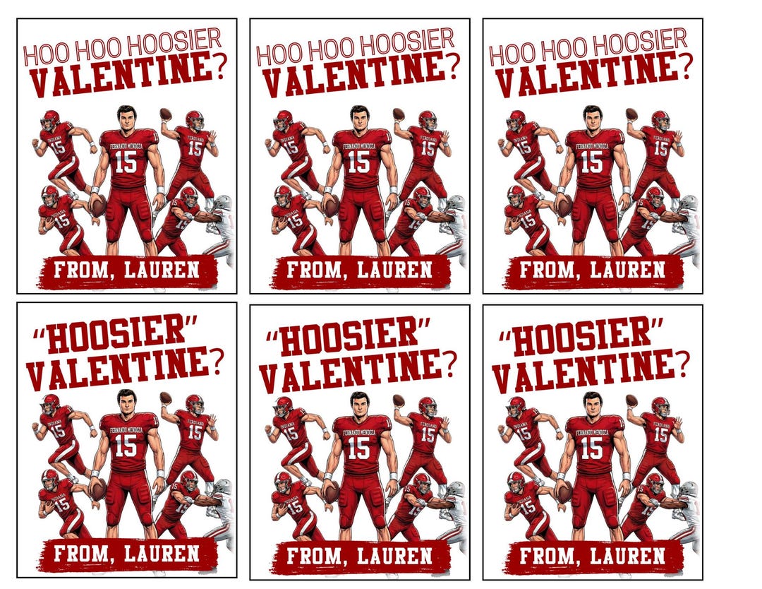 Indiana Hoosier Valentine Cards- Printable Digital Download - Etsy