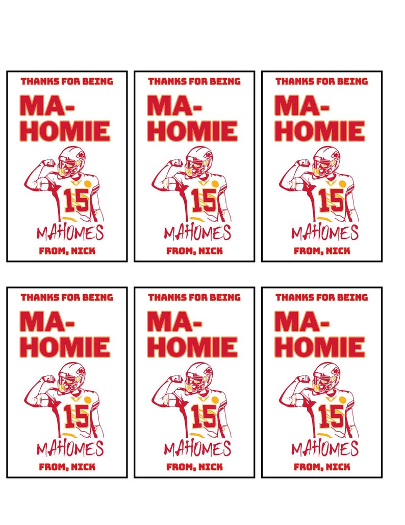 Printable Patrick Mahomes Football Valentine Cards, Kids Classroom ...