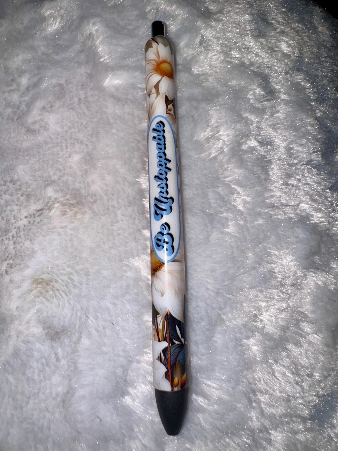 Positive Saying and Floral Custom Epoxy Pen. Custom Glitter Pens. Epoxy ...