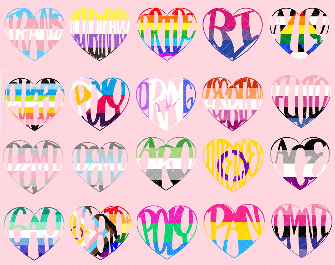 LGBTQ Pride Heart Flag Bundle, 20 Pride Flags, PNG and SVG - Etsy