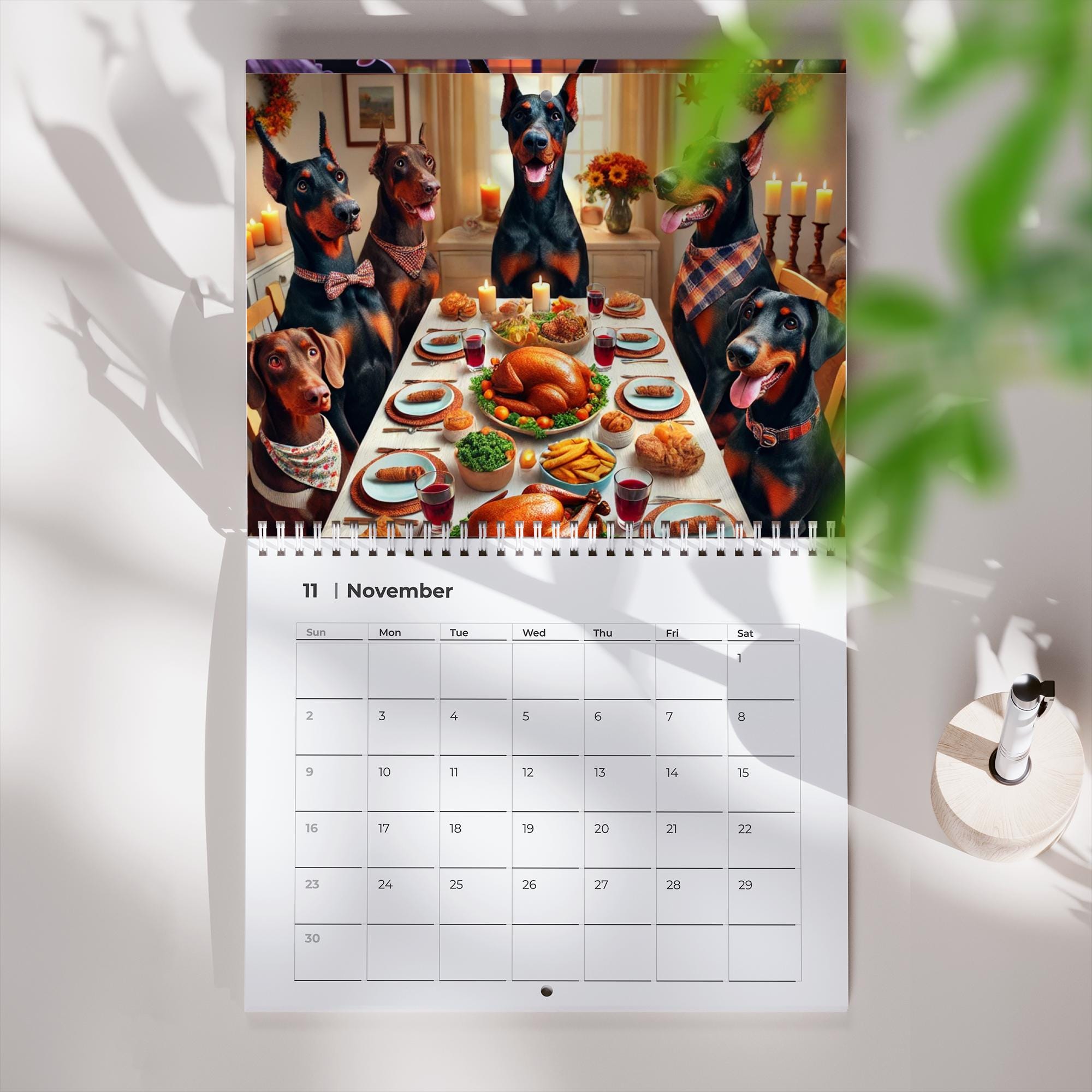 Doberman 2026 Wall Calendar, Doberman Lover Art Gift for Dog Moms ...