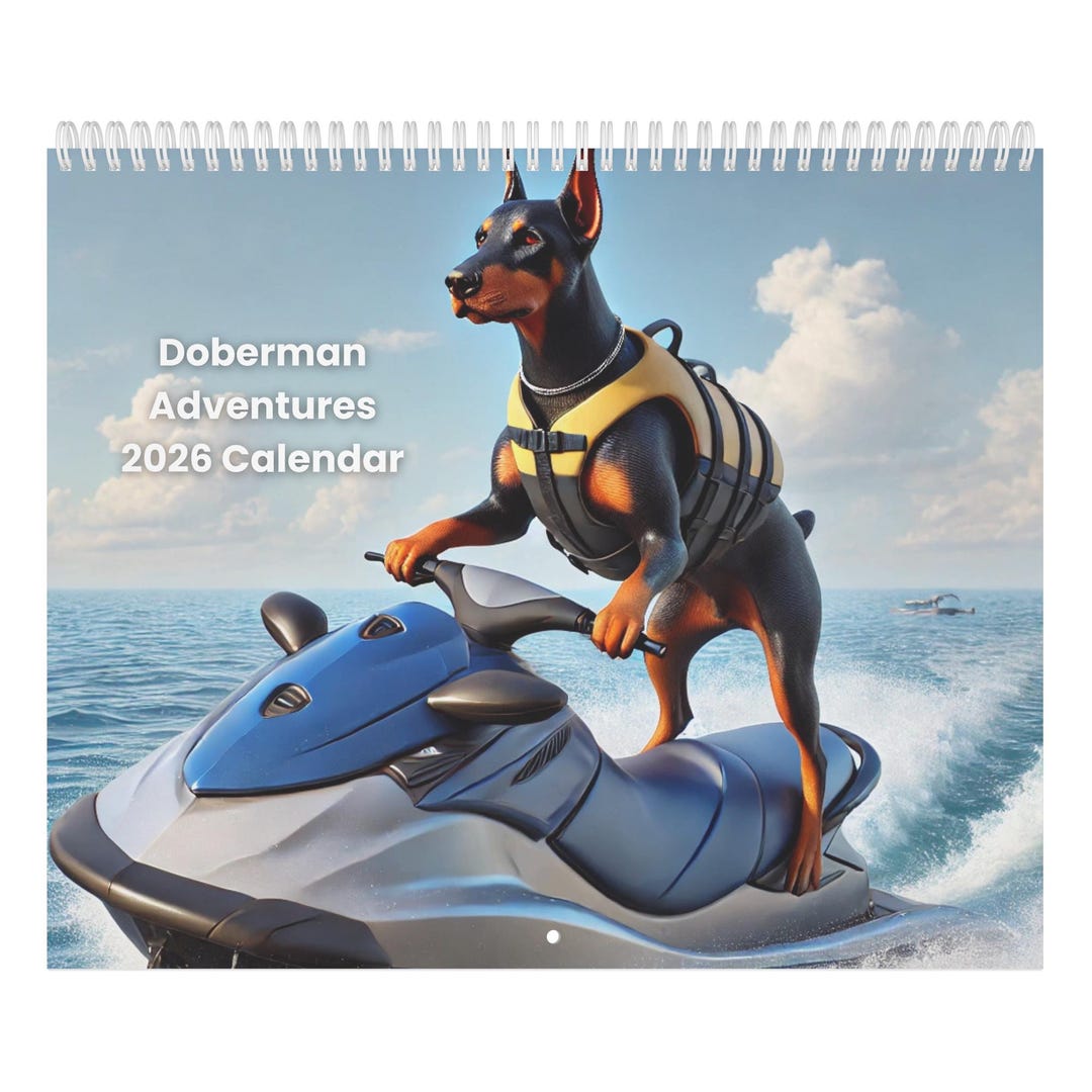 Doberman 2026 Wall Calendar, Doberman Lover Art Gift for Dog Moms ...