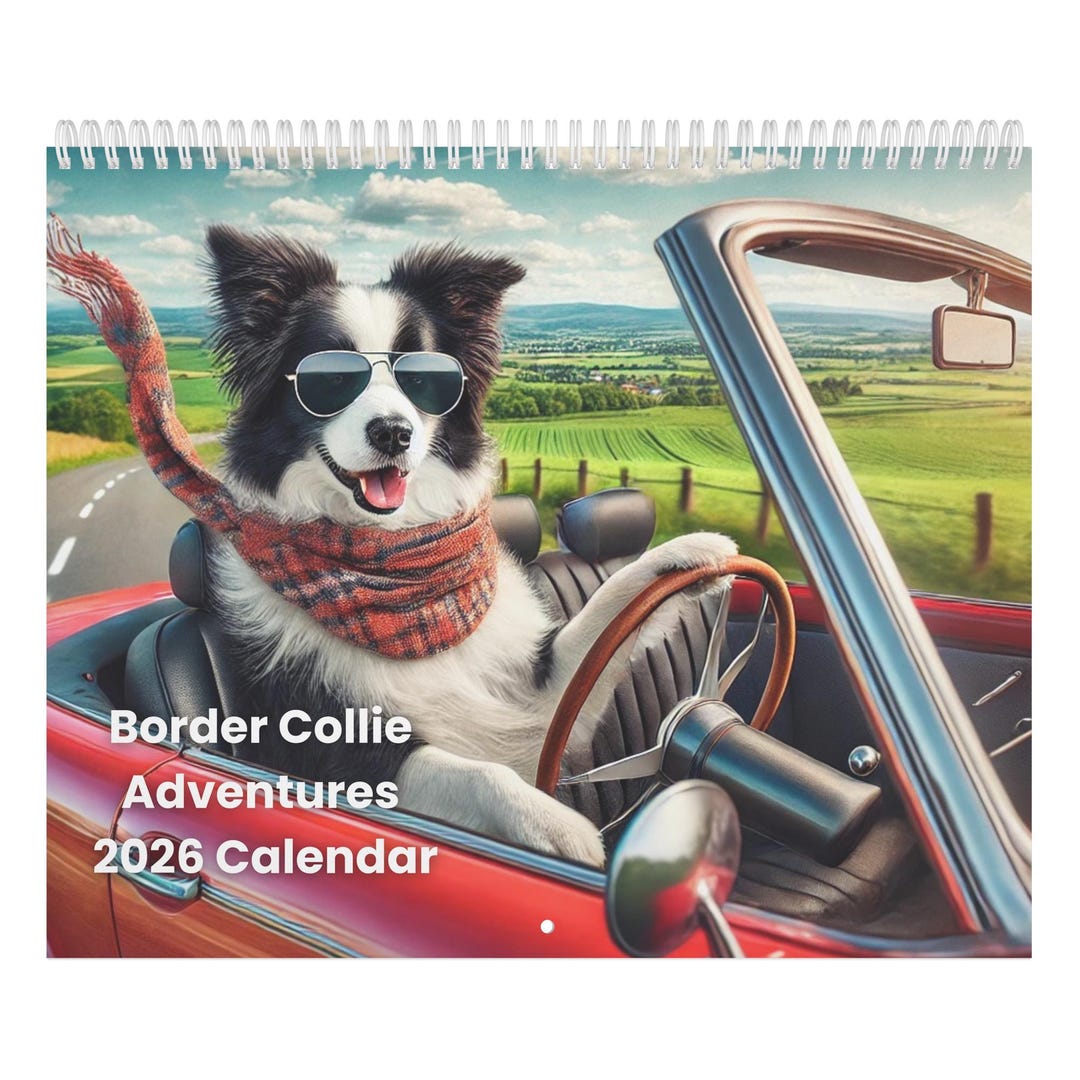 Border Collie 2026 Wall Calendar, Border Collie Art for Dog Moms, Dads ...