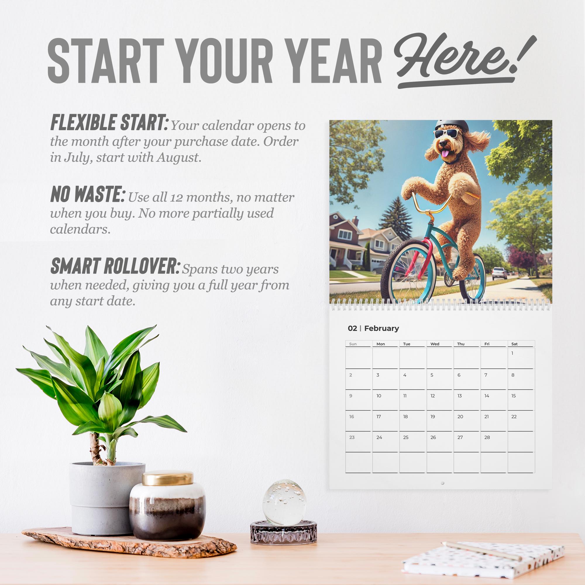 Labradoodle 2026 Calendar, Funny Dog Activities Wall Calendar, Cute ...