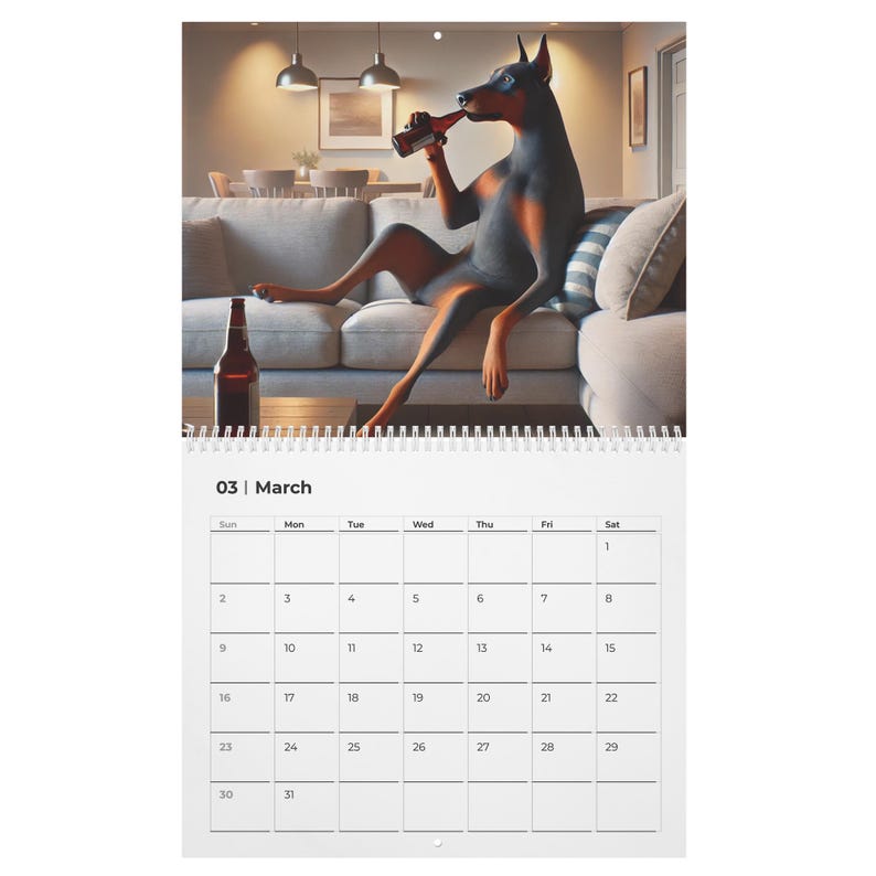 Doberman 2026 Wall Calendar, Doberman Lover Art Gift for Dog Moms ...