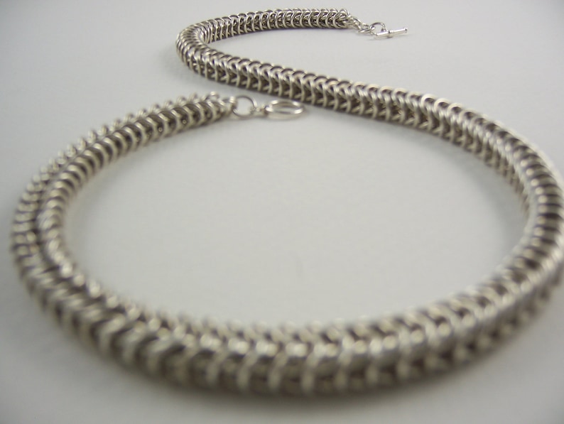 Sterling Silver Necklace - Box Chain Queens Link - Chainmaille - Solid ...