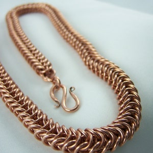 Copper Necklace - Solid Copper Box Chain Queens Link Necklace ...
