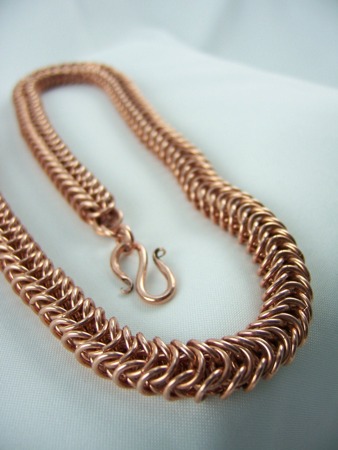 Copper Necklace - Solid Copper Box Chain Queens Link Necklace ...