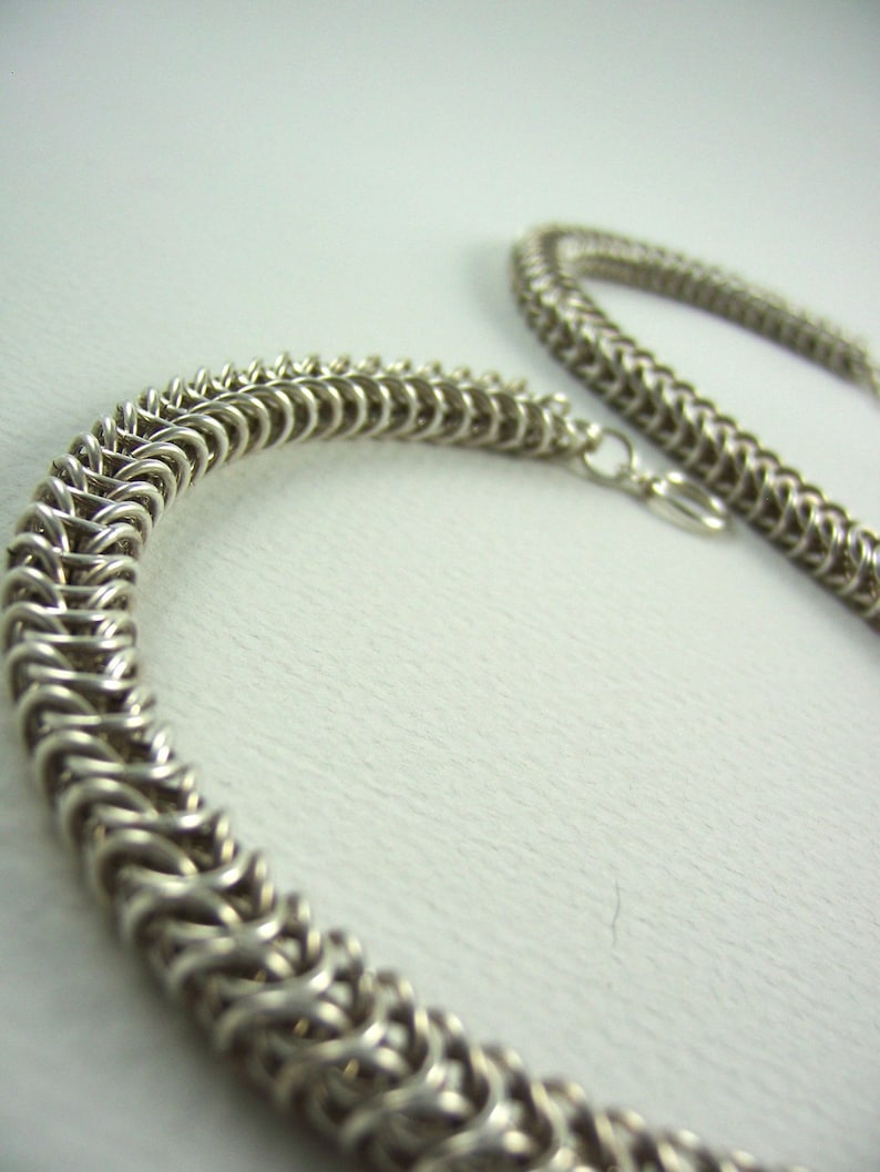 Sterling Silver Necklace - Box Chain Queens Link - Chainmaille - Solid ...
