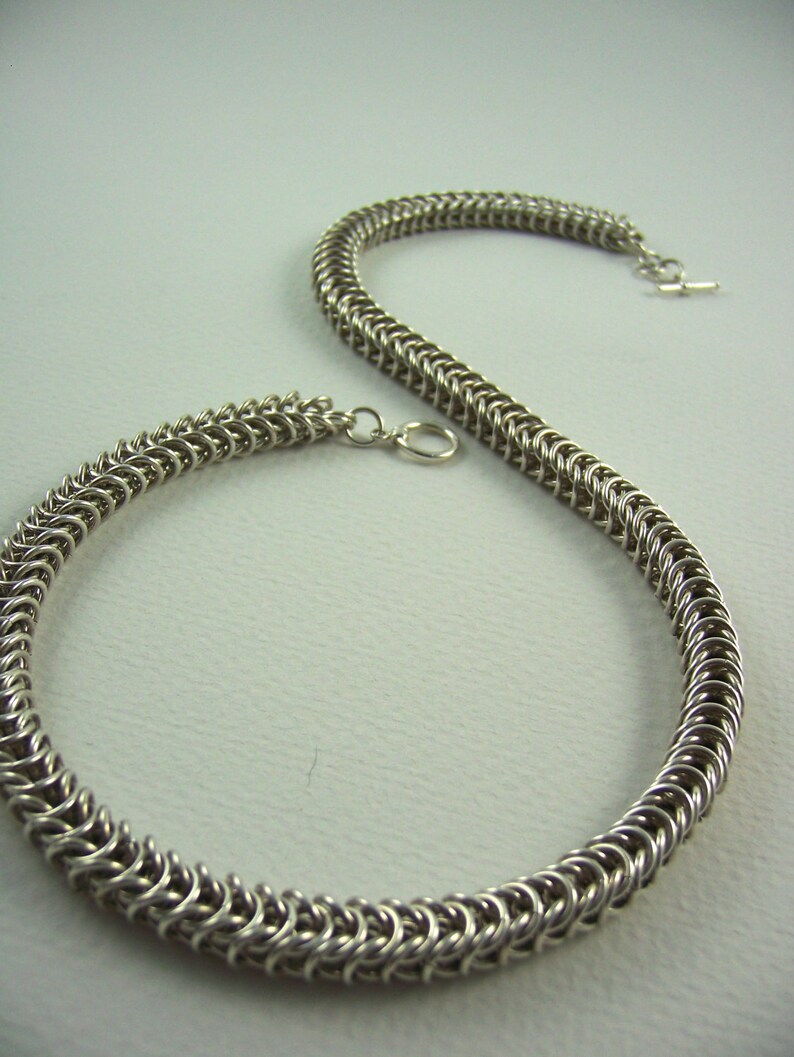Sterling Silver Necklace - Box Chain Queens Link - Chainmaille - Solid ...