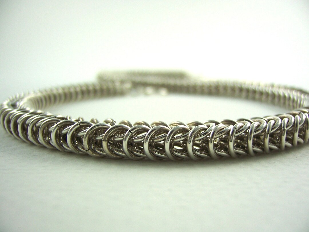 Sterling Silver Necklace - Box Chain Queens Link - Chainmaille - Solid ...