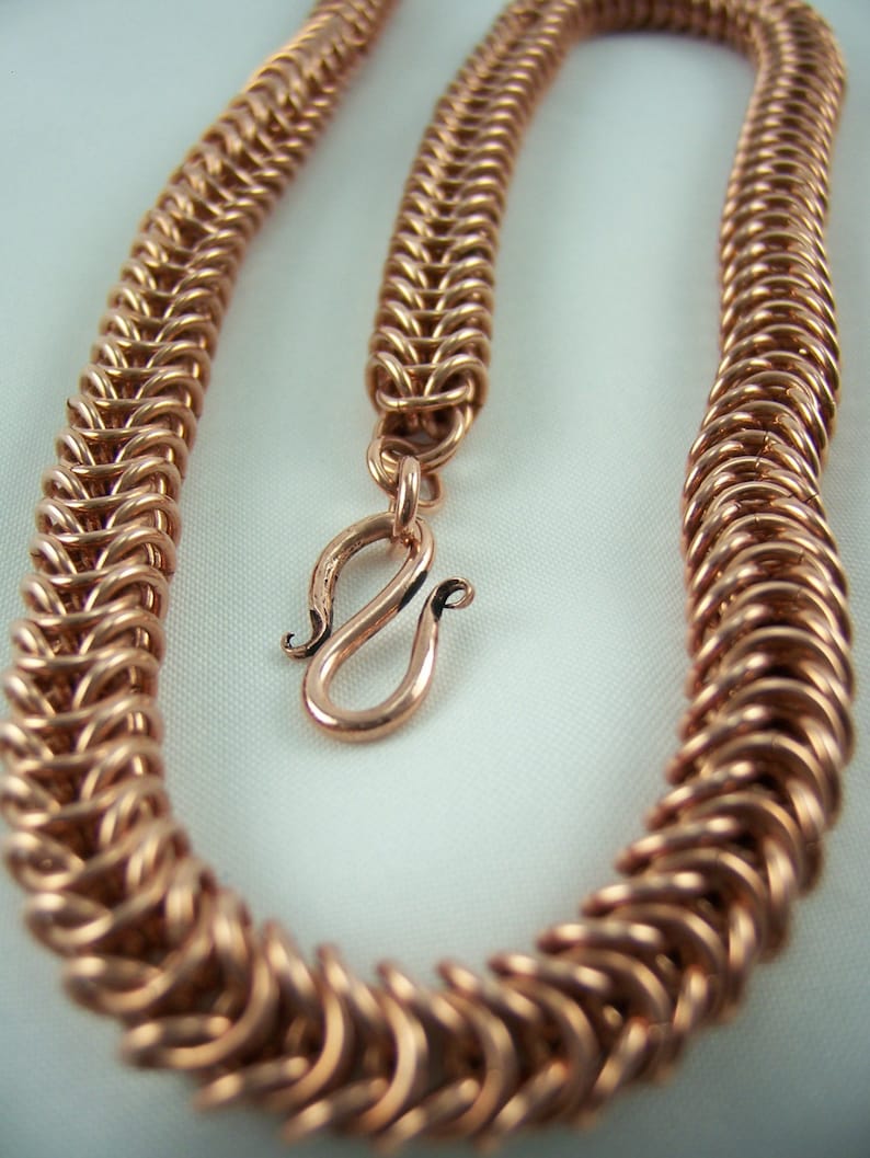 Copper Necklace - Solid Copper Box Chain Queens Link Necklace ...