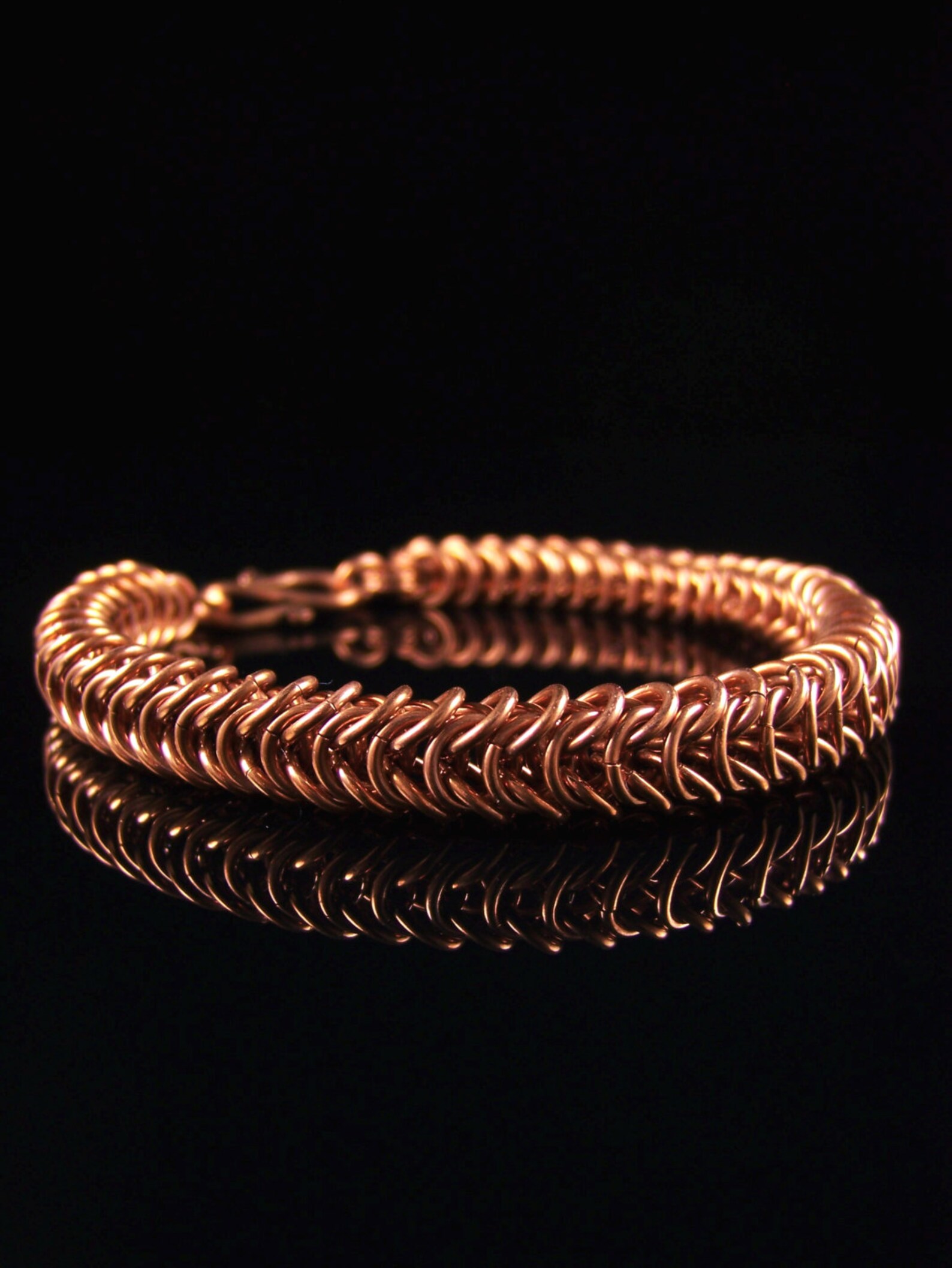 Copper Bracelet - Chainmaille Box Chain Queens Link - Solid Copper ...