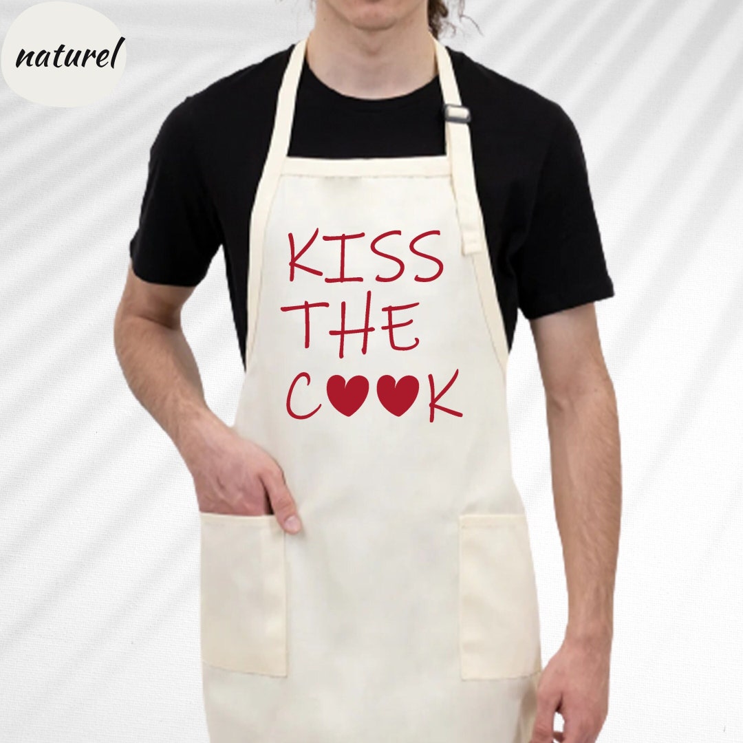 Kiss the Cook Apron, Apron for Women Men 2 Pockets & Adjustable Strap ...