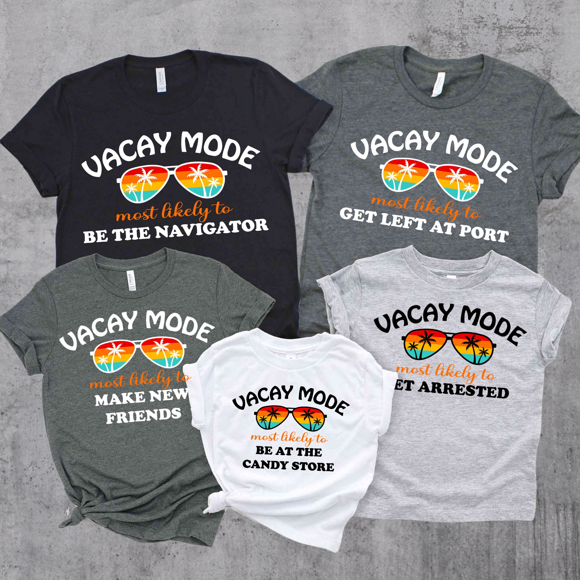 Vacay Mode Funny Vacation Vibes Tshirt, Matching Friends Vacation ...