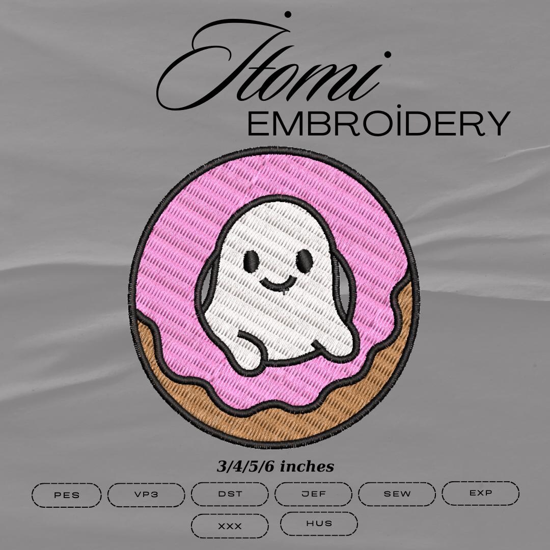 Ghost Donut Embroidery Design - Halloween Machine Pattern (digital File ...