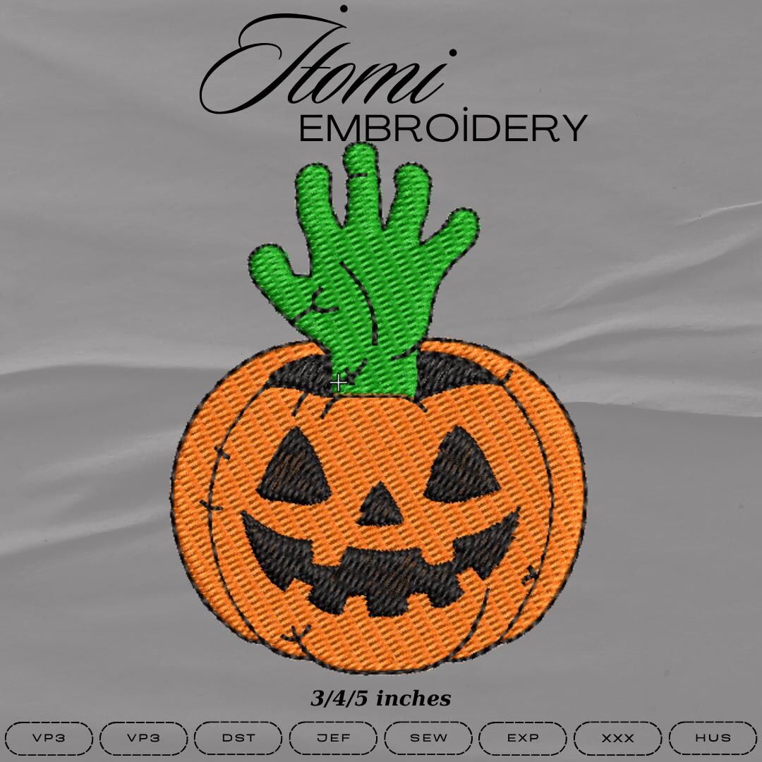 Zombie Hand Pumpkin Embroidery Design – Halloween Digital File - Etsy