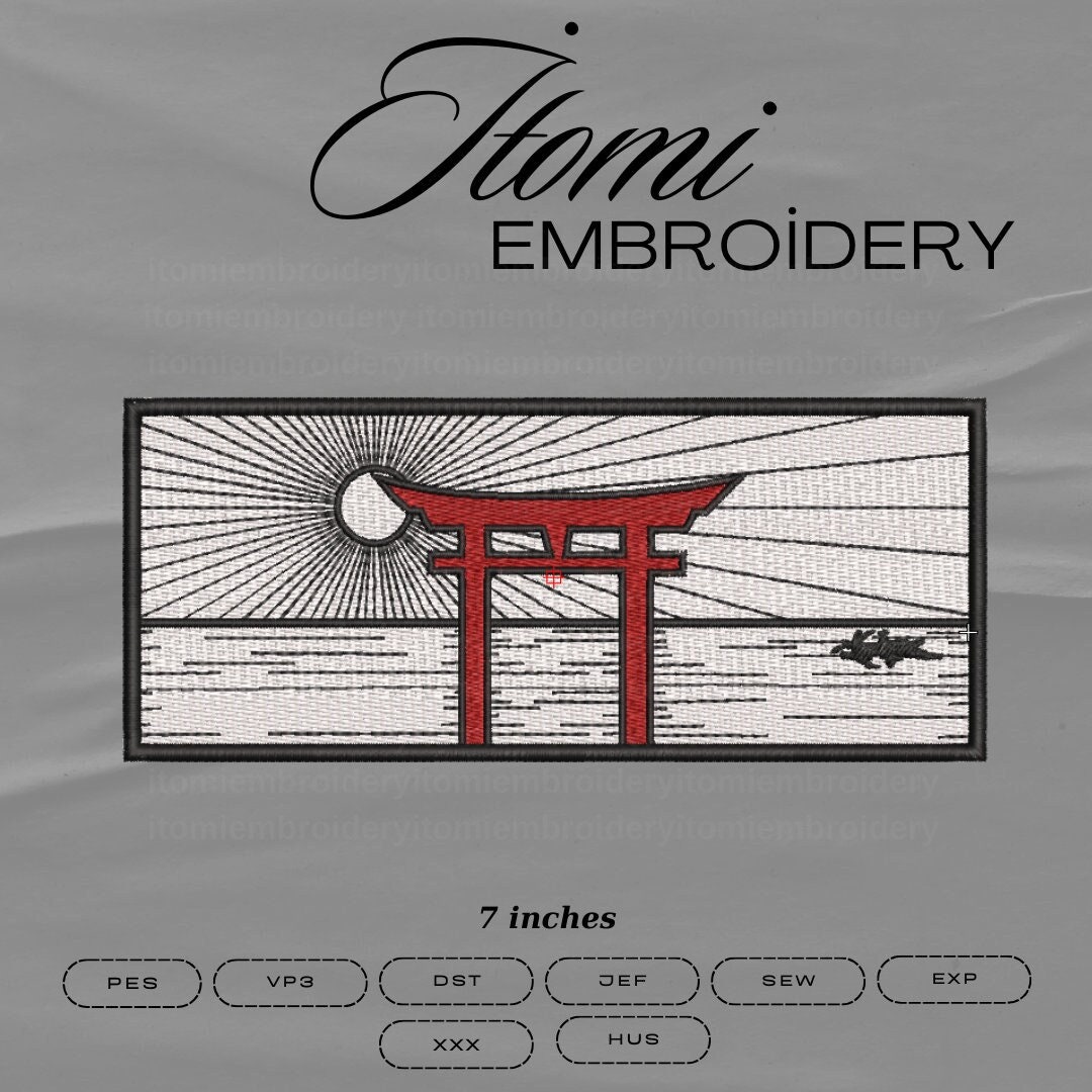 Torii Embroidery Design, Japanese Gate Embroidery, Japan Embroidery ...