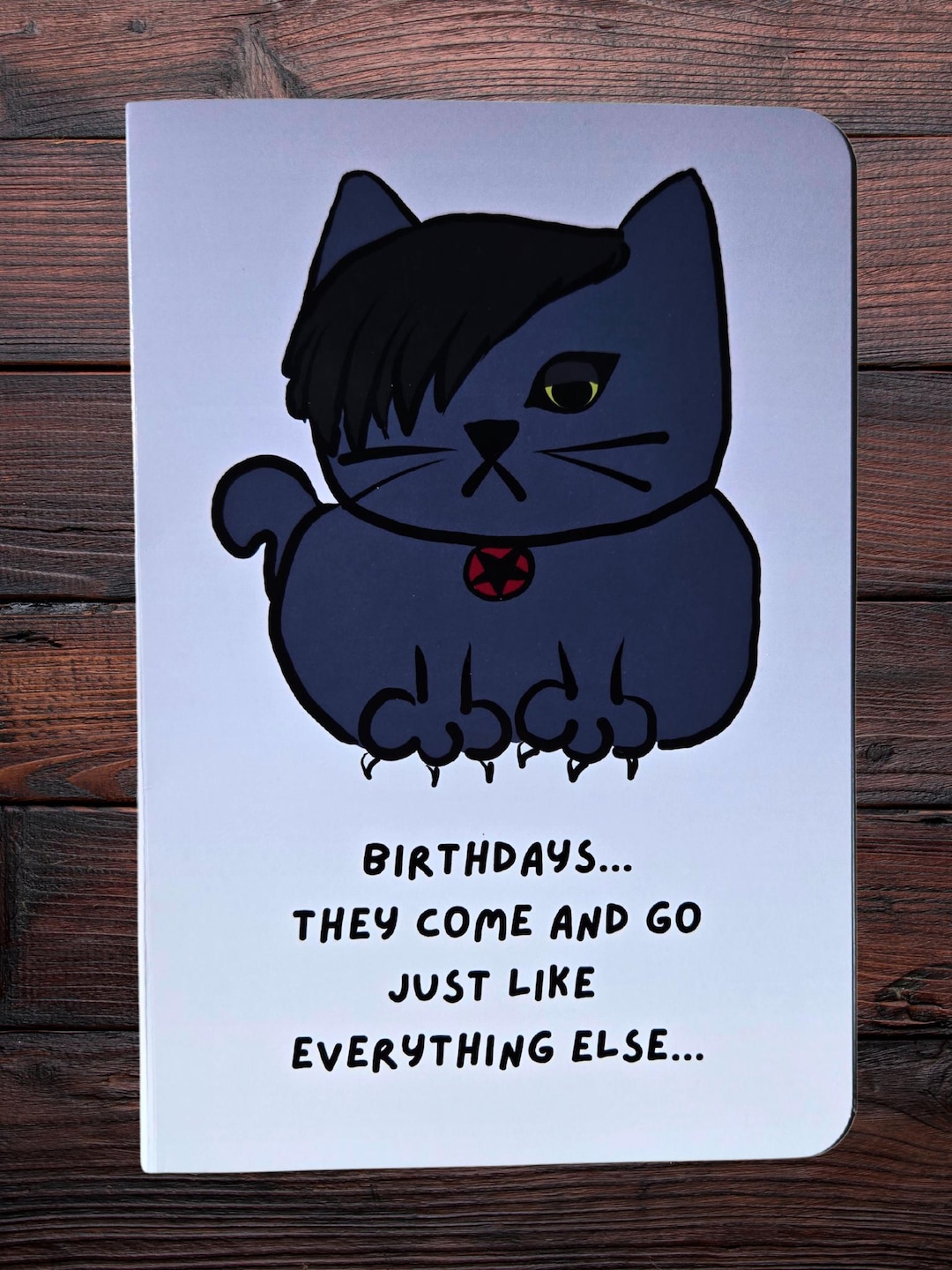 Emo Cat Birthday Card – Cute & Quirky Greeting With Dark Humor ...