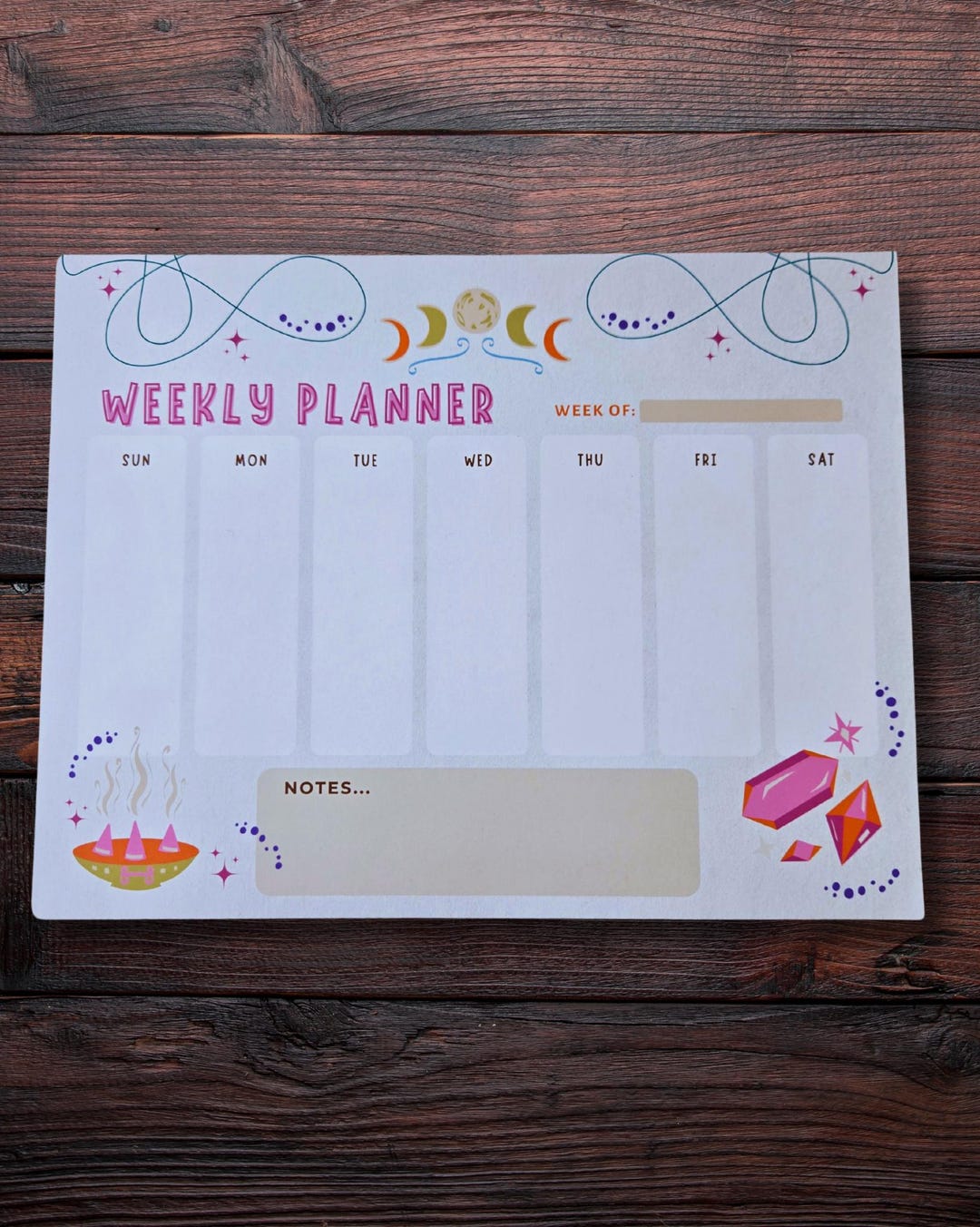 Crystal Witch Weekly Planner – Tear-away 11" X 8.5" Notepad | Mystical ...