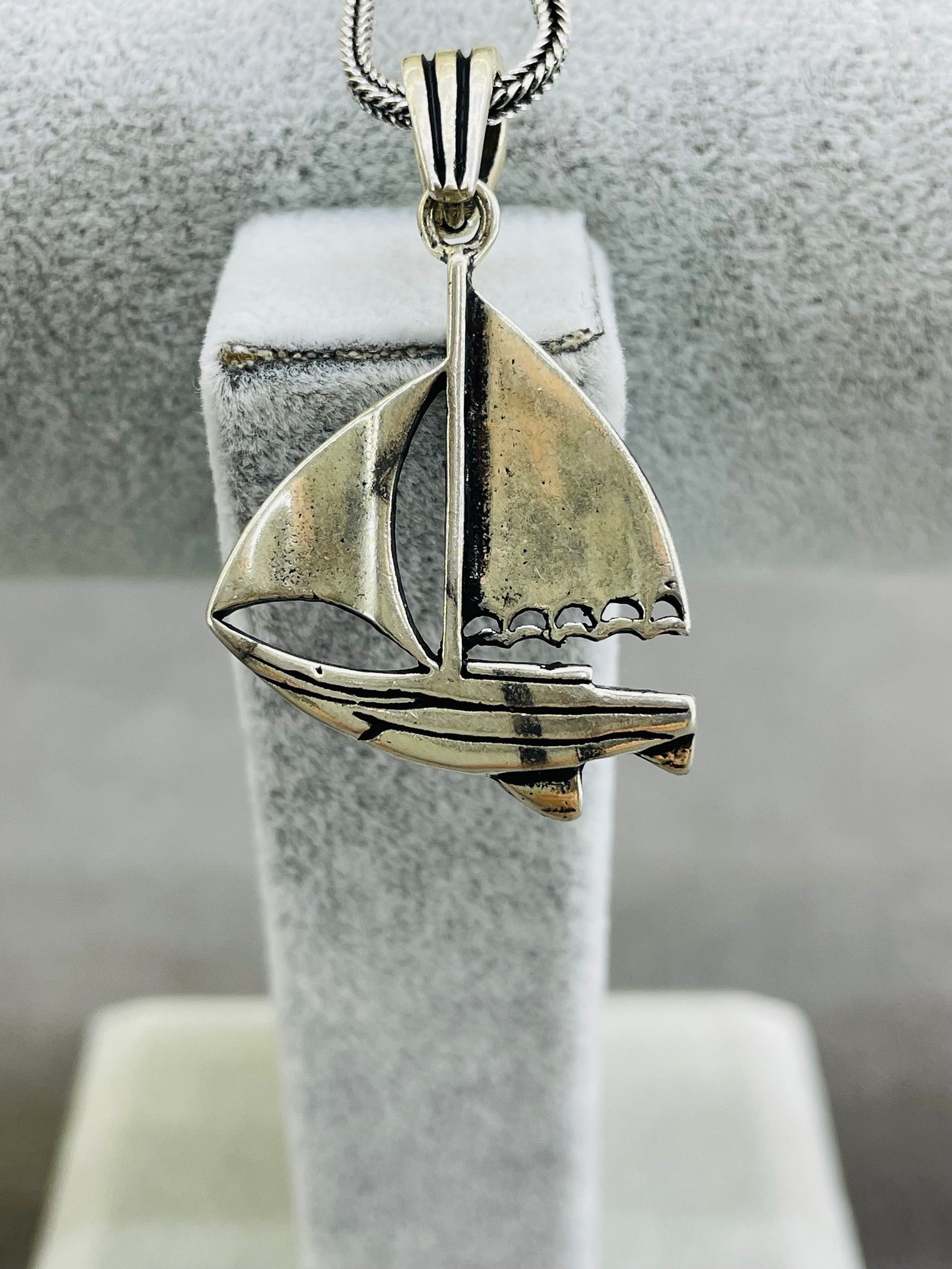 Real 925 Silver, Sailboat Nautical Sterling Silver Necklace, Boat Yacht ...
