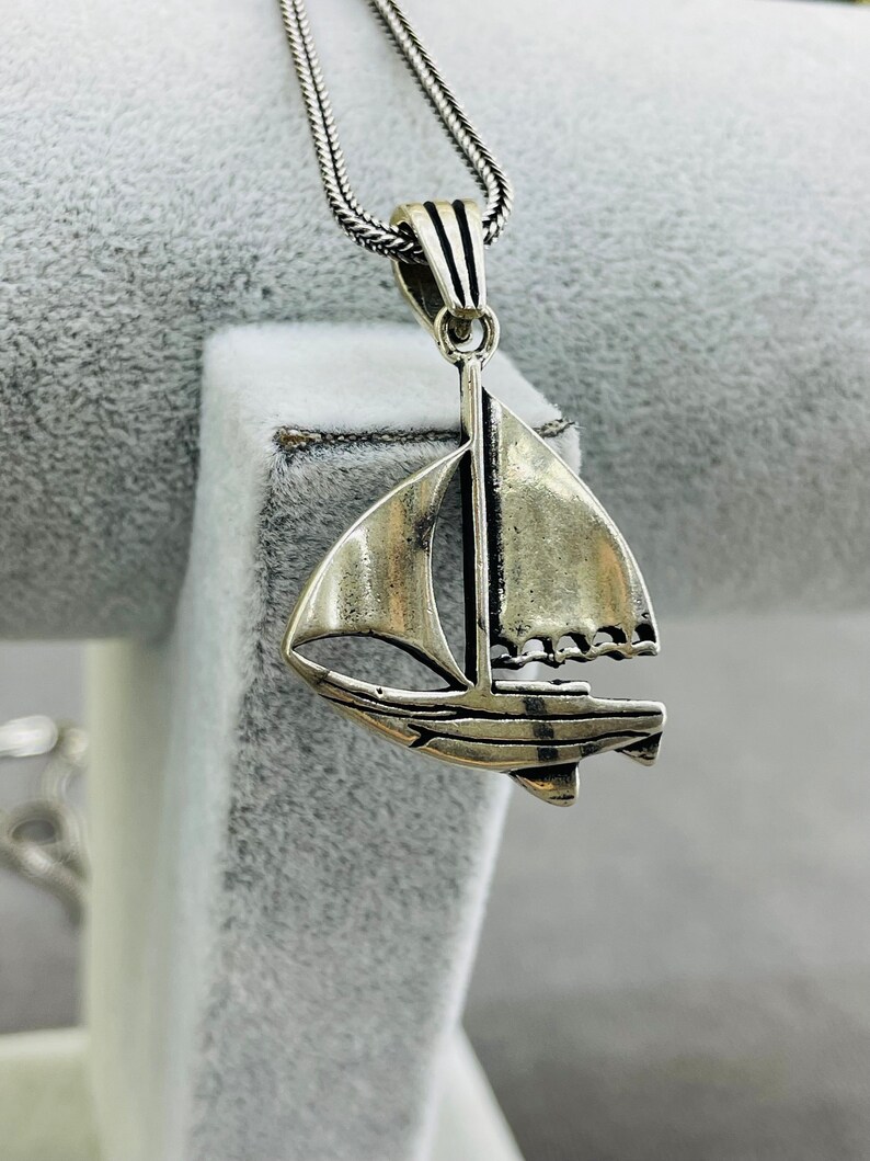 Real 925 Silver, Sailboat Nautical Sterling Silver Necklace, Boat Yacht ...