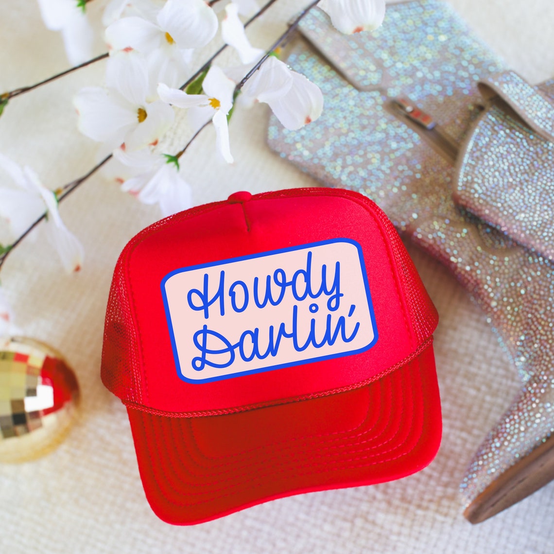 Western Trucker Hat, Howdy Darlin' Foam Cap, Trendy Womens Trucker Hat, Cowgirl Hat, Custom Foam ...