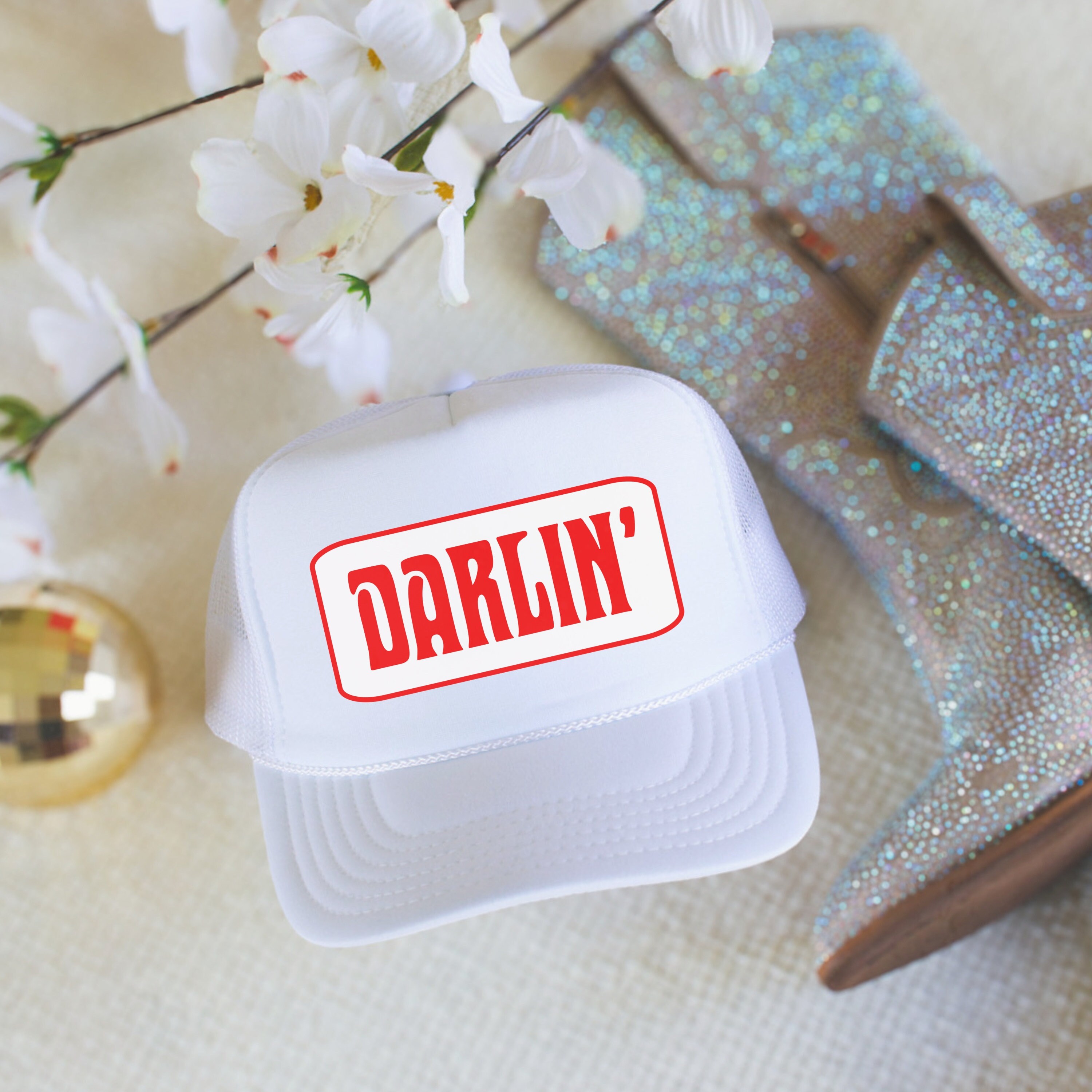 Country Western Trucker Hat, Darlin' Foam Cap, Trendy Womens Trucker Hat, Cowgirl Hat ...