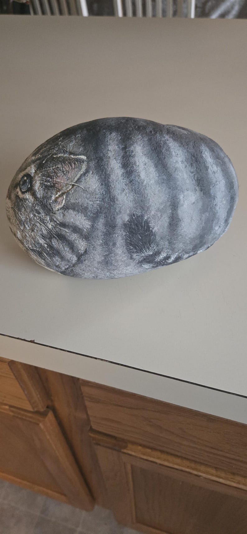 Ralph the 3D Gray Tabby Cat Rock - Painted With Acrylics - One of a ...