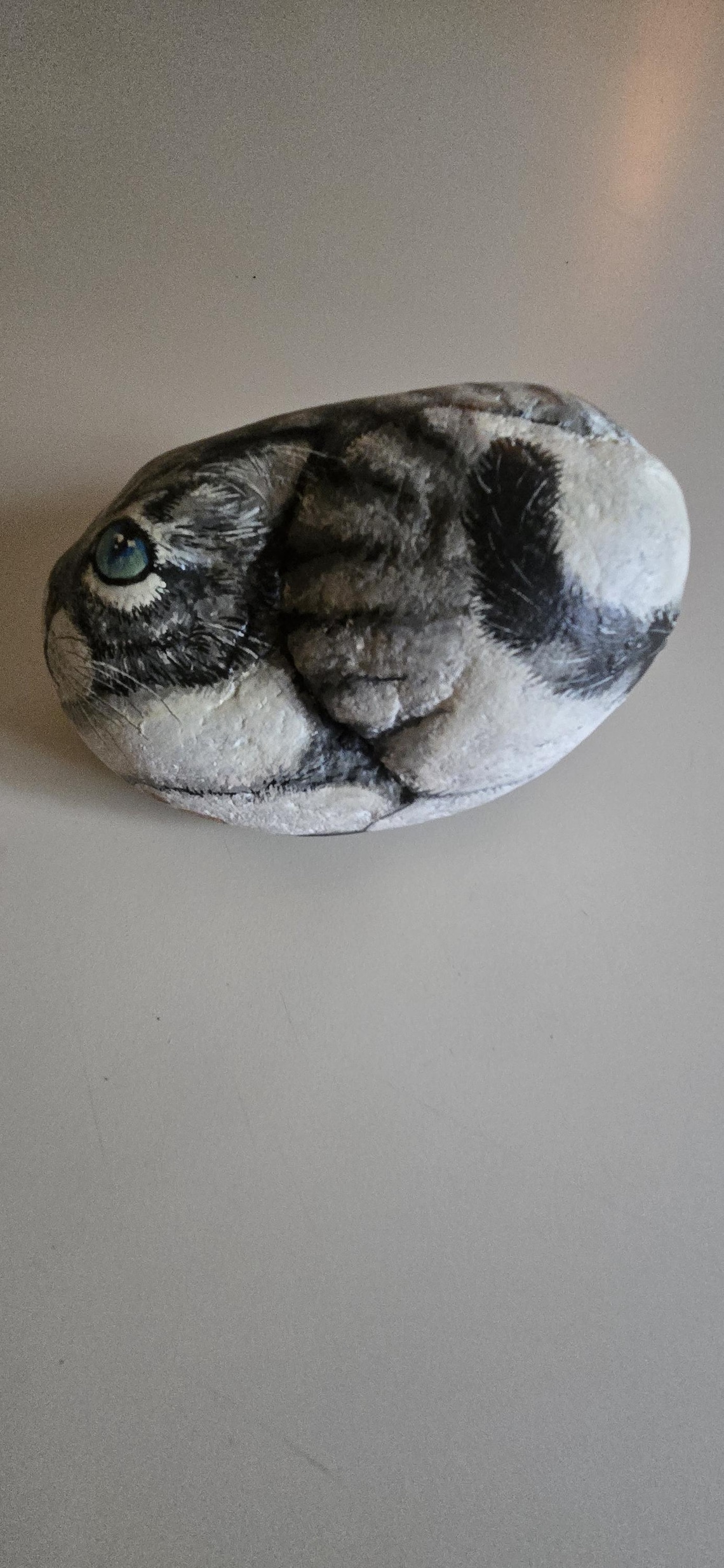 Rocky the 3D Gray Tabby Cat Rock - Painted With Acrylics - One of a ...